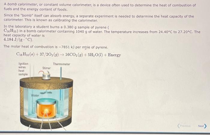 Solved A bomb calorimeter, or constant volume calorimeter, | Chegg.com
