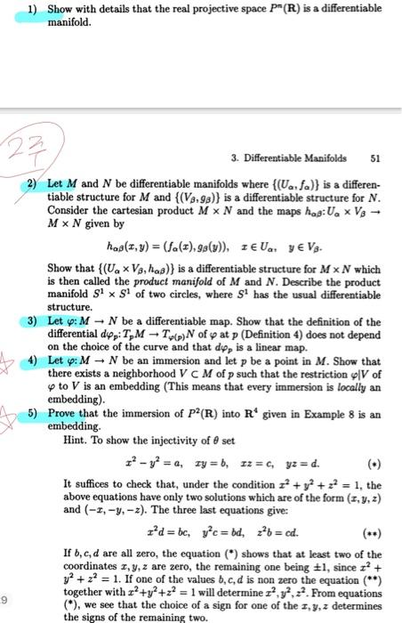 Solved 1) Show with details that the real projective space | Chegg.com
