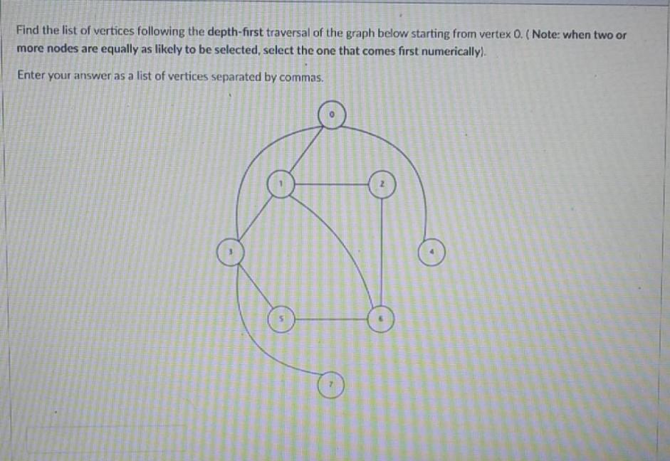 Solved Find the list of vertices following the depth-first | Chegg.com