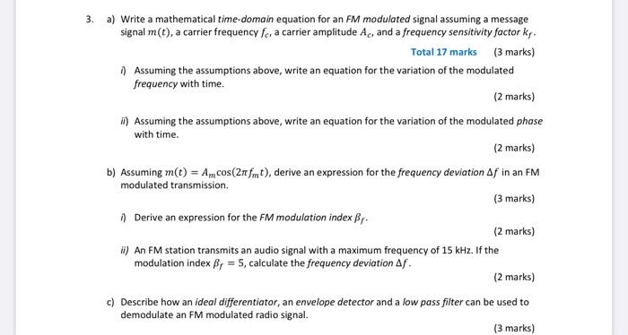 Solved 3. a) Write a mathematical time-domain equation for | Chegg.com