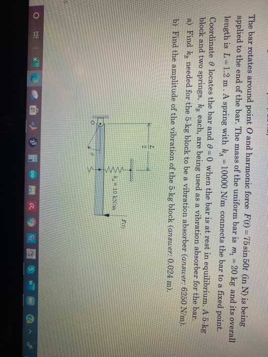 Solved The bar rotates around point O and harmonic force | Chegg.com