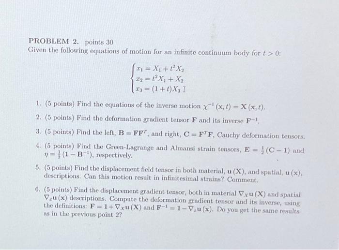 Solved PROBLEM 2. points 30 Given the following equations of | Chegg.com