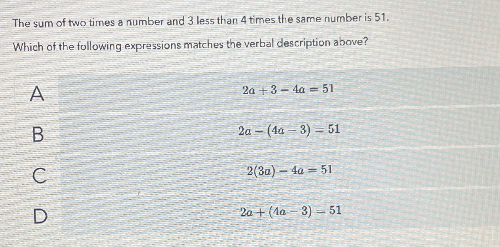 Solved The sum of two times a number and 3 ﻿less than 4 | Chegg.com