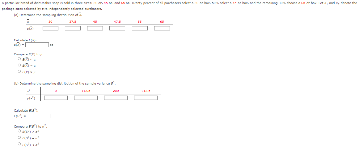 Solved package sizes selected by two independently selected | Chegg.com