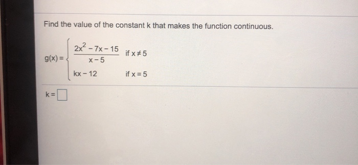 Solved Find the value of the constant k that makes the | Chegg.com