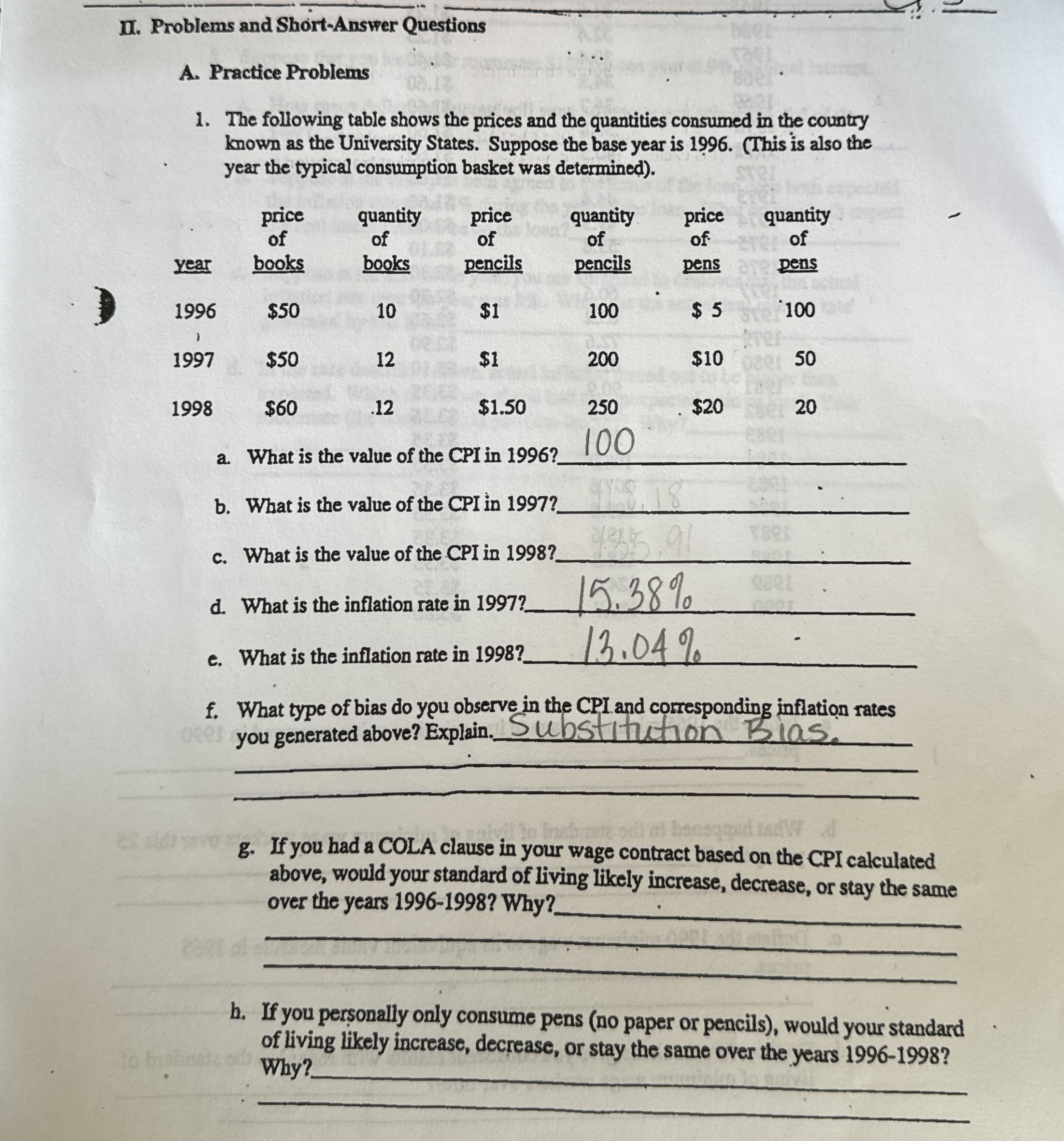 Solved II. ﻿Problems and Short-Answer QuestionsA. ﻿Practice | Chegg.com
