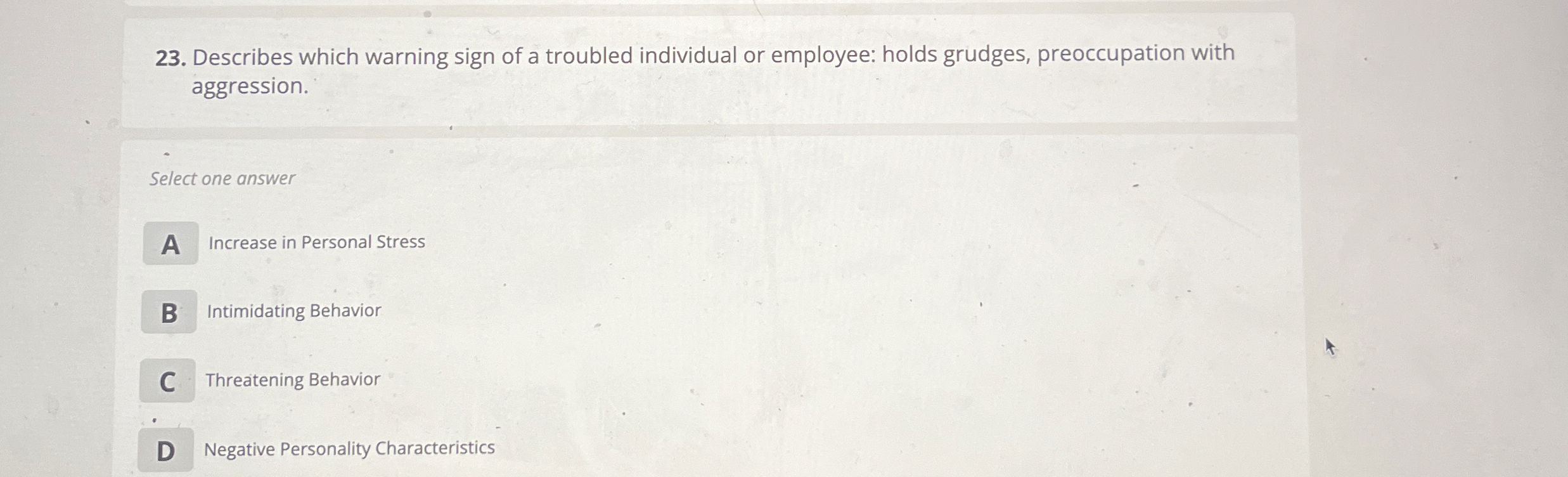 Solved Describes which warning sign of a troubled individual | Chegg.com