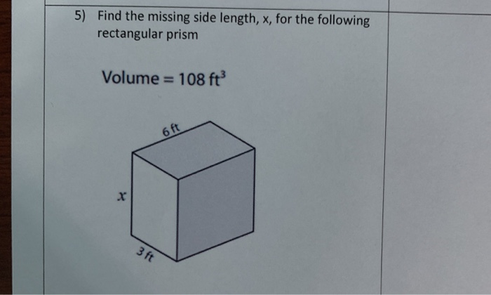 Solved 5) Find the missing side length, x, for the following | Chegg.com