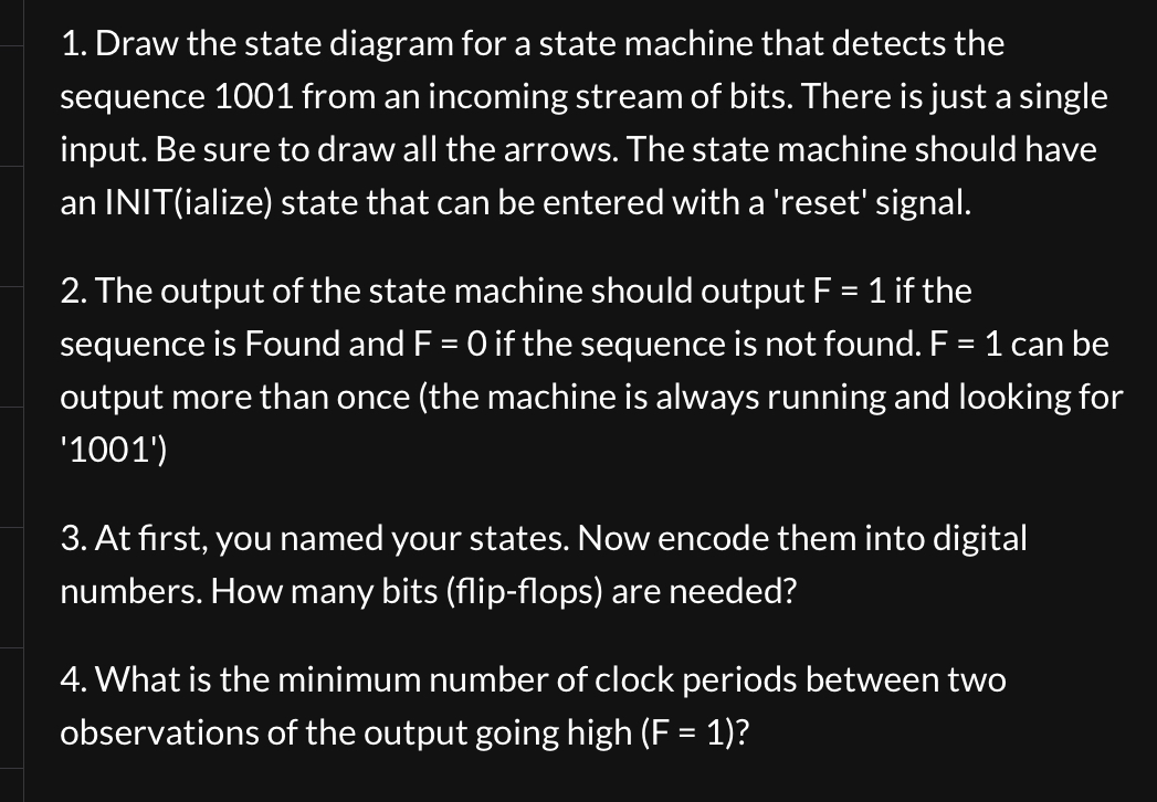 Draw the state diagram for a state machine that | Chegg.com