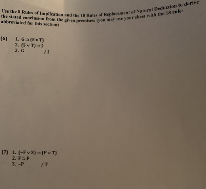 Solved Use the 8 Rules of Implication and the 10 Rules of | Chegg.com
