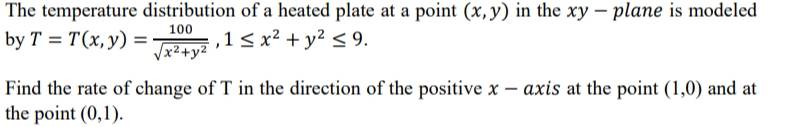 Solved The temperature distribution of a heated plate at a | Chegg.com