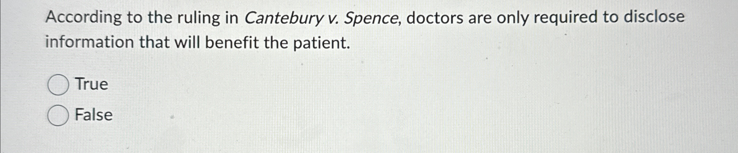 Solved According to the ruling in Cantebury v. ﻿Spence, | Chegg.com