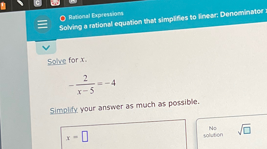 Solved Rational ExpressionsSolving a rational equation that | Chegg.com