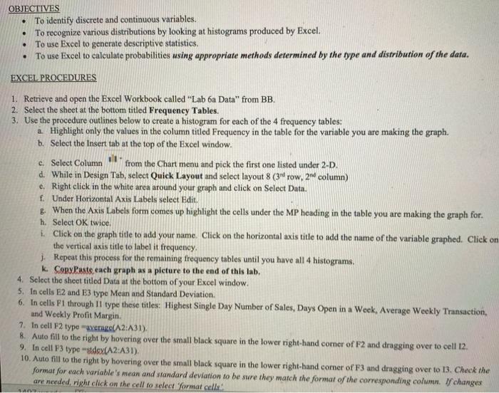 . OBJECTIVES To identify discrete and continuous | Chegg.com