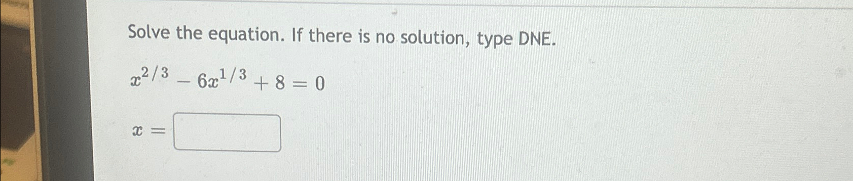 Solved Solve the equation. If there is no solution, type | Chegg.com
