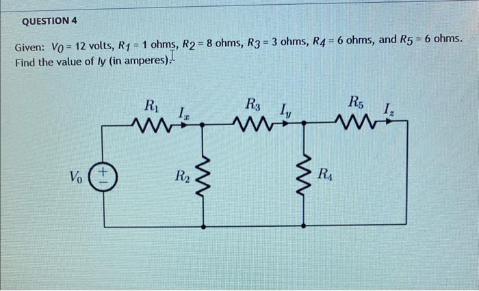 Solved Given: V0=12 volts, R1=1 ohms, R2=8 ohms, R3=3 ohms, | Chegg.com