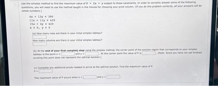 Solved the simplex method to find the maximum value of | Chegg.com
