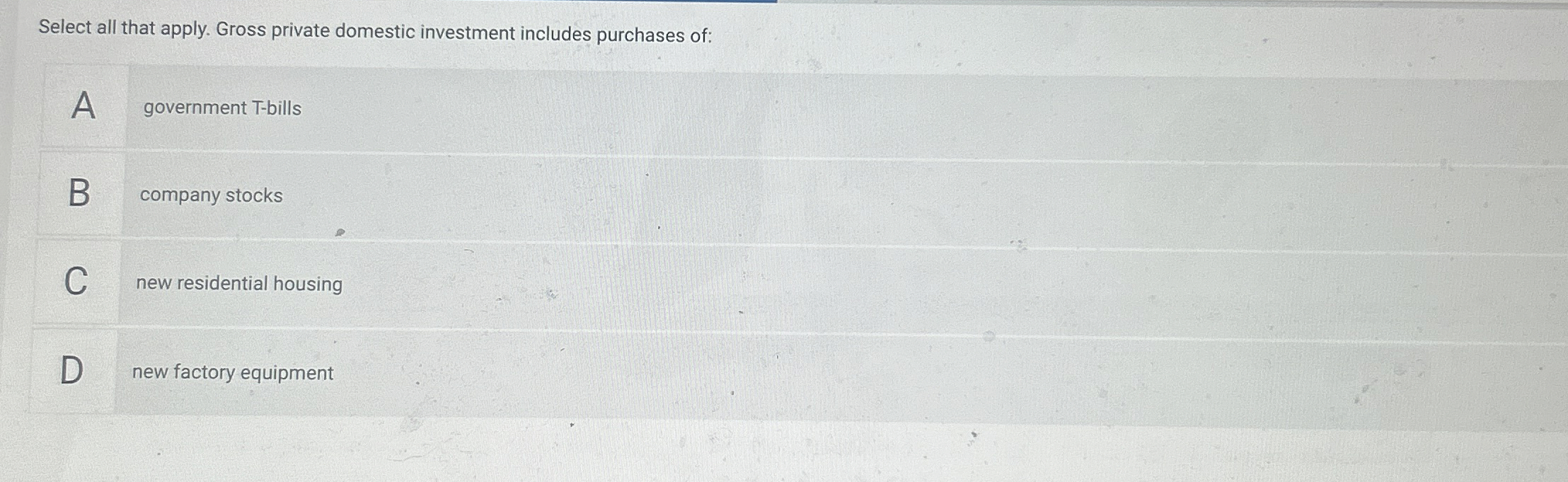 Solved Select all that apply. Gross private domestic | Chegg.com