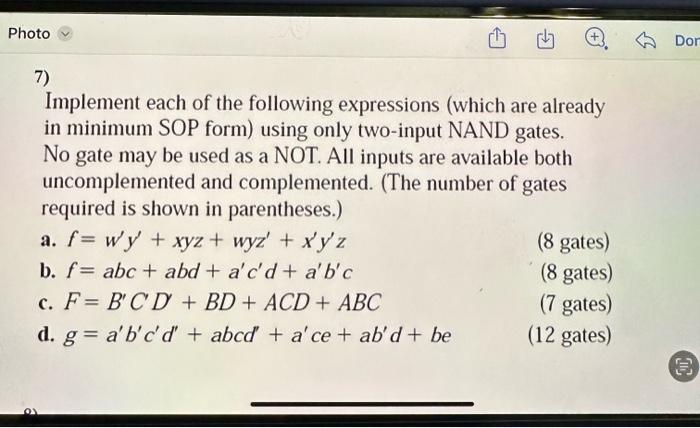 Solved Implement each of the following expressions (which | Chegg.com