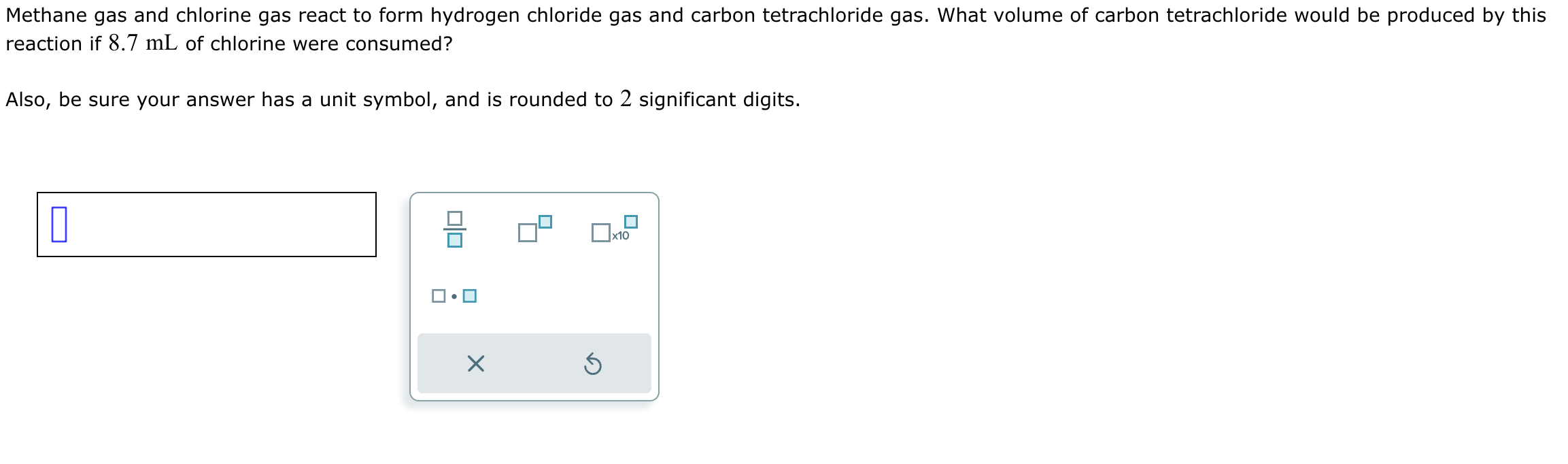 Solved Methane gas and chlorine gas react to form hydrogen | Chegg.com