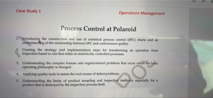 Solved 3 Case Study 1 Operations Management Process Control | Chegg.com