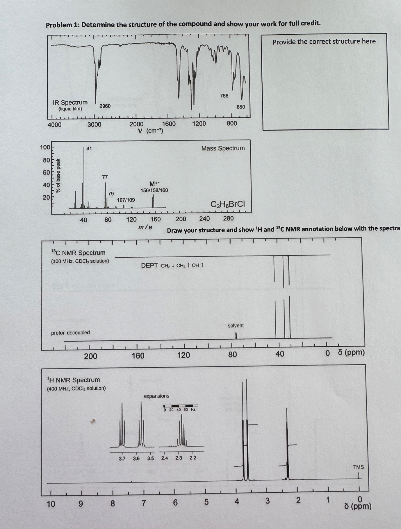 Solved Problem 1 Determine The Structure Of The Compound