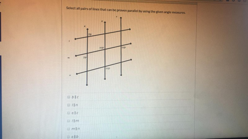 Solved Select all pairs of lines that can be proven parallel | Chegg.com