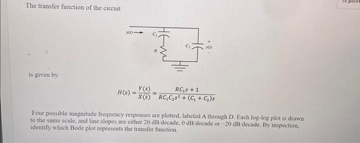 Solved The transfer function of the circuit is given by | Chegg.com