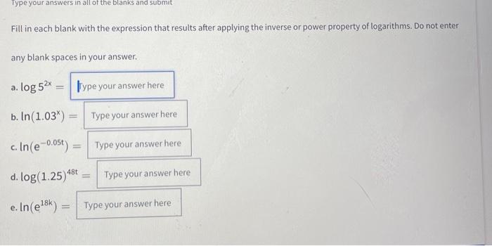 Solved Type your answers in all of the blanks and submit | Chegg.com