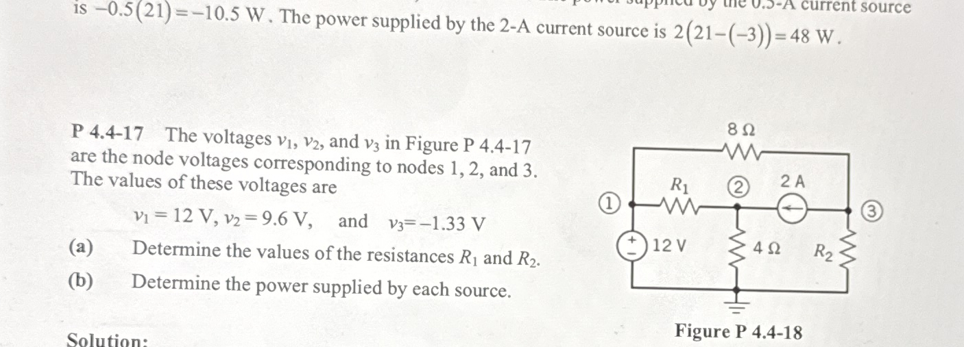 Solved is -0.5(21)=-10.5W. ﻿The power supplied by the 2-A | Chegg.com