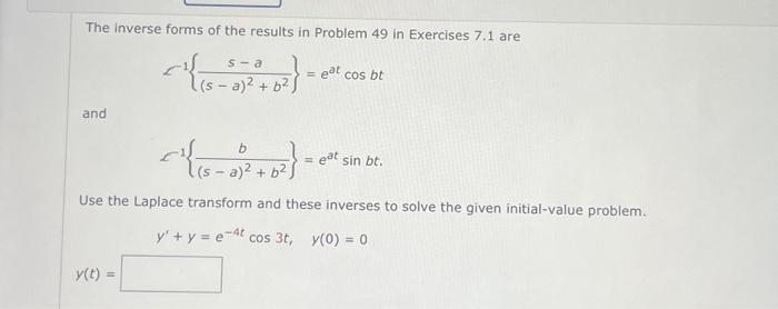 Solved The inverse forms of the results in Problem 49 in | Chegg.com