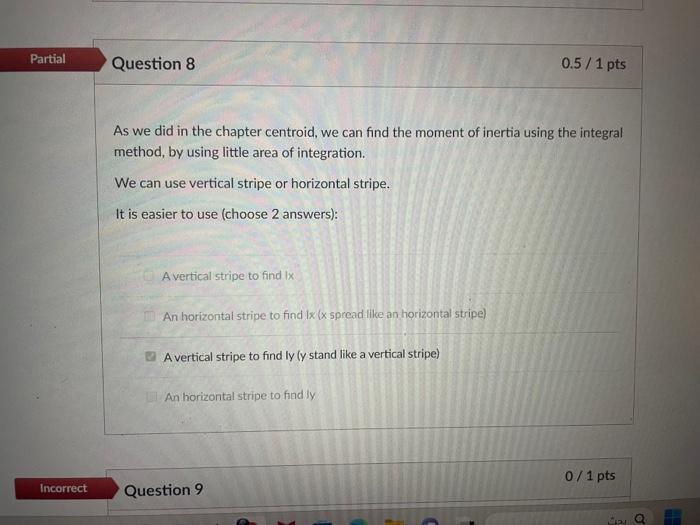 Solved An horizontal stripe to find ly Question 9 0/1pts | Chegg.com