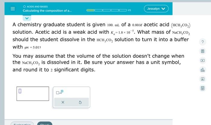 Solved A chemistry graduate student is given 100. mL of a | Chegg.com
