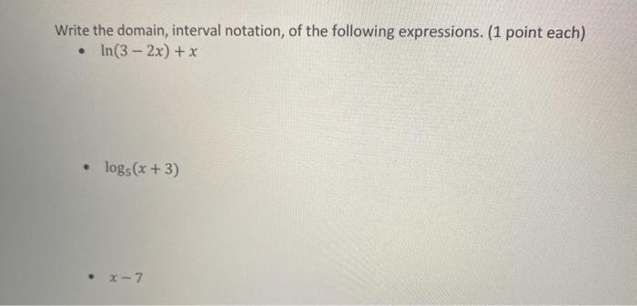 Solved Write the domain, interval notation, of the following | Chegg.com