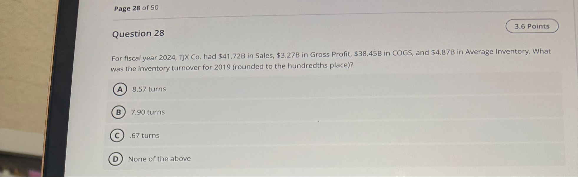 Solved Page 28 ﻿of 50Question 28For fiscal year 2024, ﻿TJX | Chegg.com