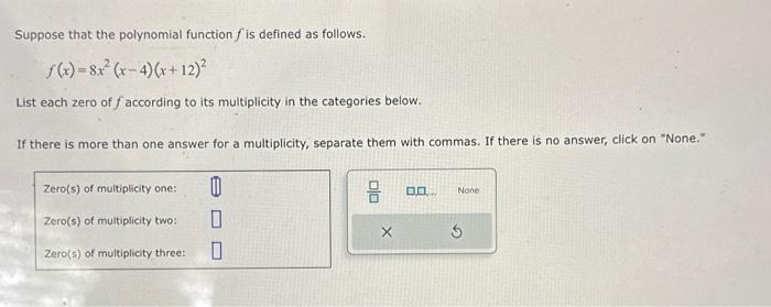 Solved Suppose that the polynomial function f is defined as | Chegg.com