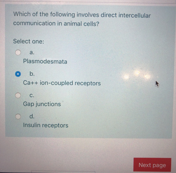 Solved Which of the following involves direct intercellular | Chegg.com