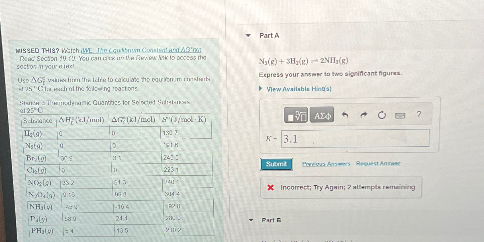 Solved MISSED THIS? Watch IWE. The Equilibrium Constant and | Chegg.com