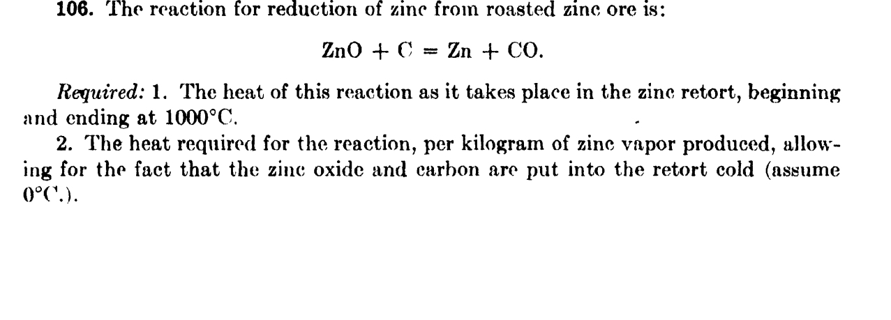 Solved The reaction for reduction of zine from roasted zinc | Chegg.com