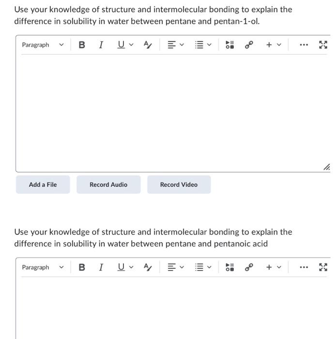 Solved Use your knowledge of structure and intermolecular | Chegg.com