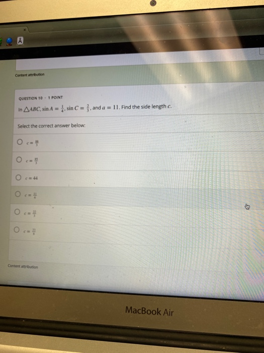 Solved Content attribution QUESTION 10.1 POINT In AABC, sin | Chegg.com