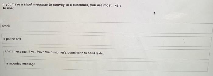Solved If you have a short message to convey to a customer, | Chegg.com