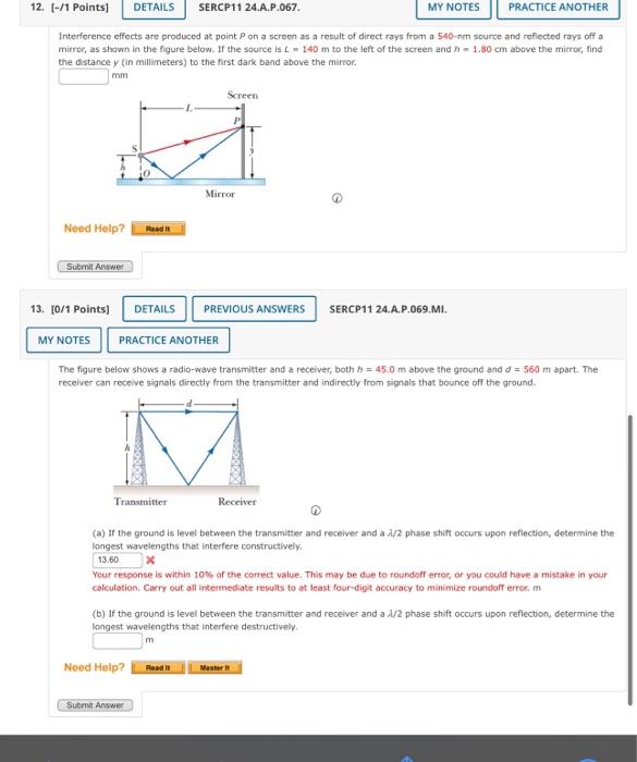 Solved Interference effects are produced at point P on a | Chegg.com