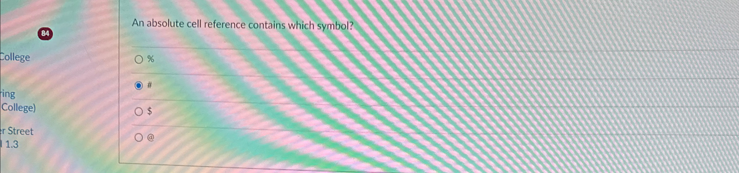 Solved An Absolute Cell Reference Contains Which Symbol 2656
