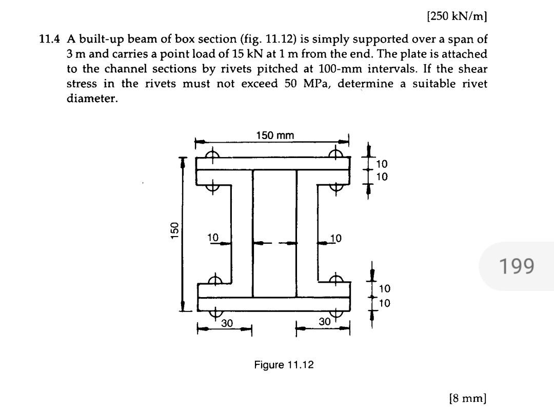 Solved 11.4 A built-up beam of box section (fig. 11.12) is | Chegg.com
