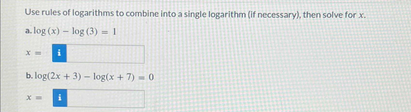 Solved Use rules of logarithms to combine into a single | Chegg.com