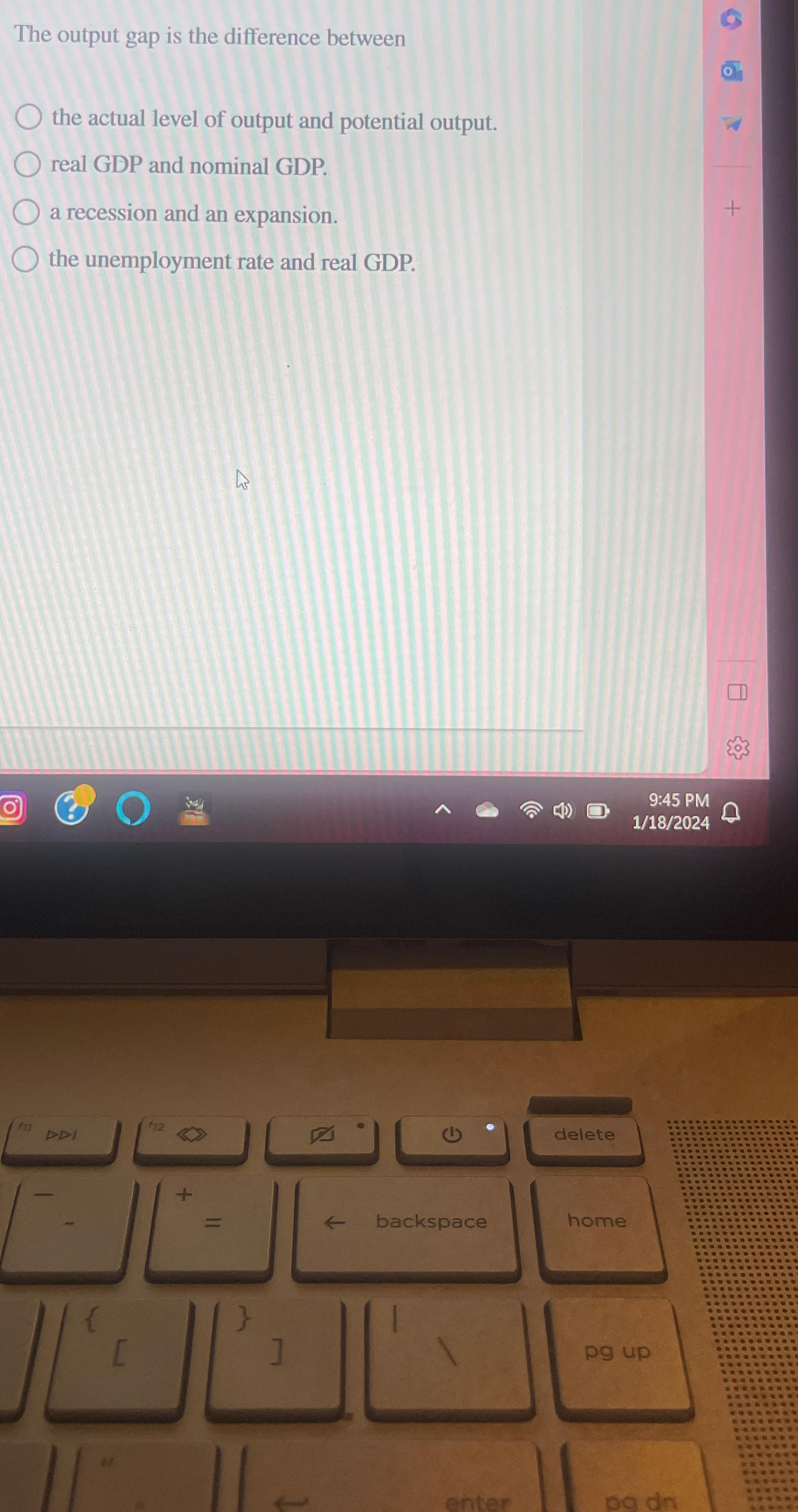 Solved The output gap is the difference betweenthe actual | Chegg.com