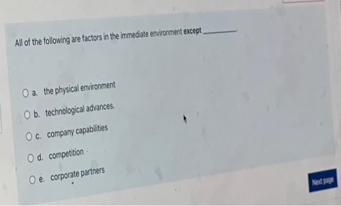 Solved All of the following are factors in the immediate | Chegg.com