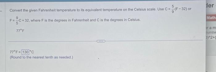 Solved Convert the given Fahrenheit temperature to its | Chegg.com