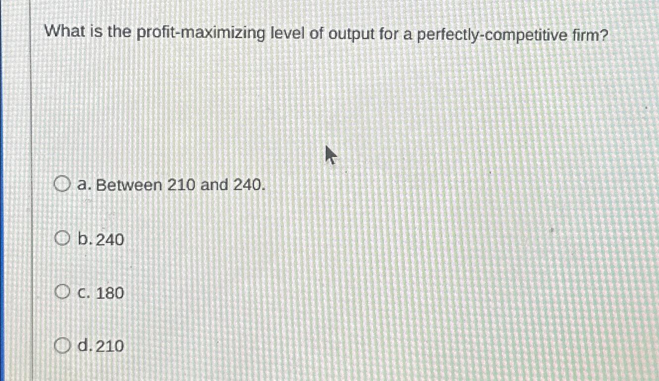 Solved What is the profit-maximizing level of output for a | Chegg.com